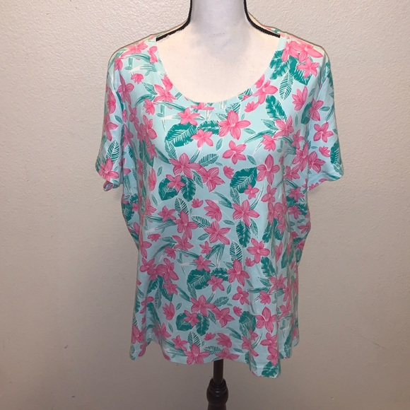 Basic Editions | Tops | Basic Editions Floral Hawaiian Tropical Short Sleeve Shirt | Poshmark